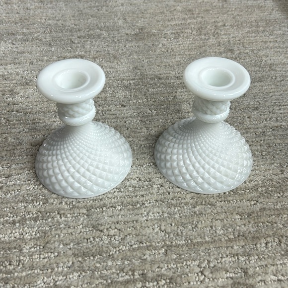 white Milk Glass | Accents | Vintage White Milk Glass Candle Holders ...
